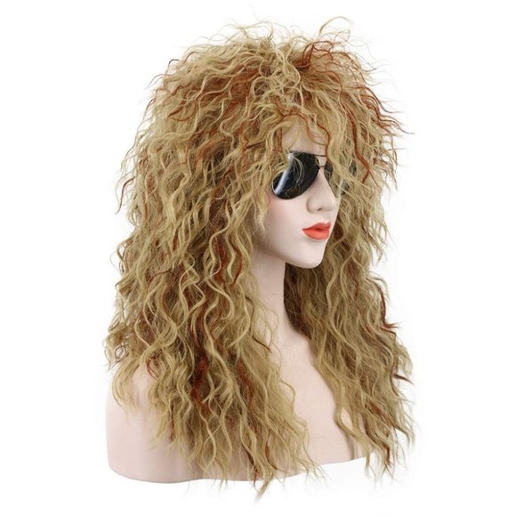 Karlery | Hair | Men Women Orange Mix Blonde Metal Long Curly Rocker ...